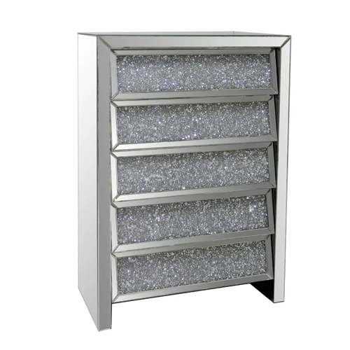 UK Style Mirrored Corner crystal diamond mirrored chest of drawer