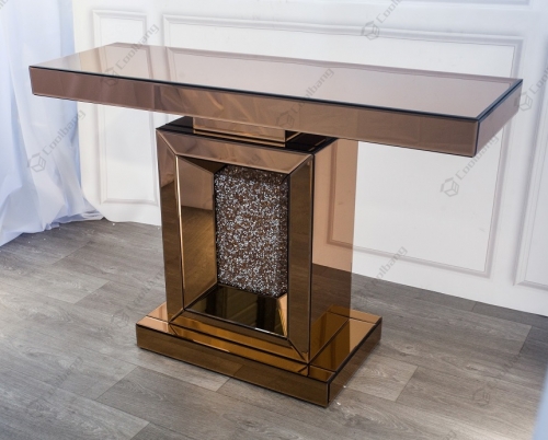 Crushed Diamond Console Table - Gold,