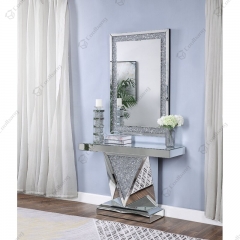 Crushed Diamond Console Table with Wall Mirror Set,Console Table with ...