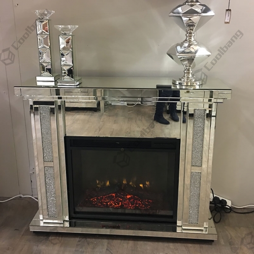 Modern Design and Hot Sales Diamond Crushed Mirrored Fireplace