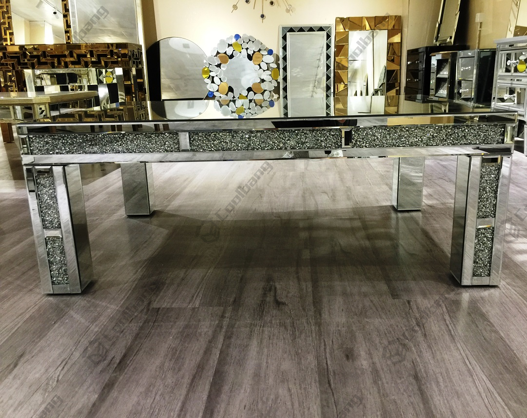 Modern luxury sparkle crushed glass diamond coffee table