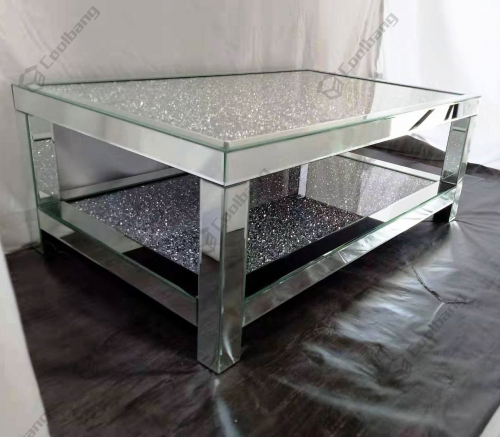 Modern luxury sparkle crushed glass diamond coffee table