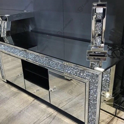 Mirrored Furniture Crushed Diamond TV Unit Stand Table