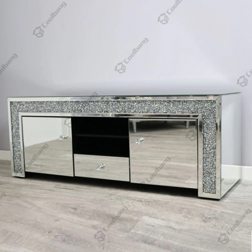 Mirrored Furniture Crushed Diamond TV Unit Stand Table